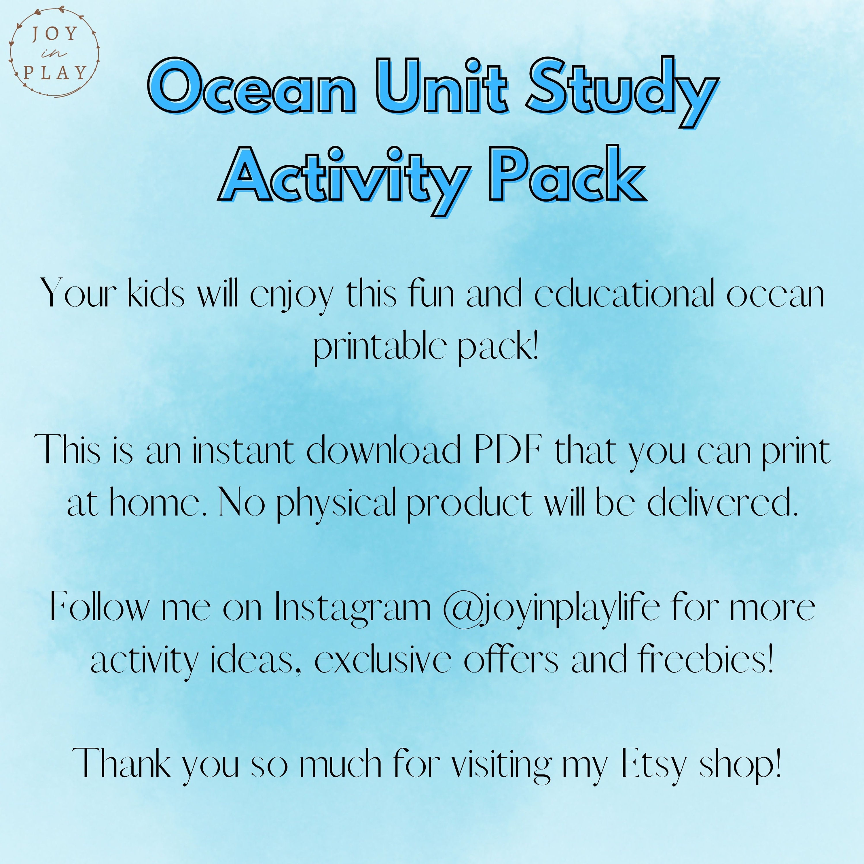 Ocean Unit Study Activity Printable Pack, Busy Book, Montessori ...