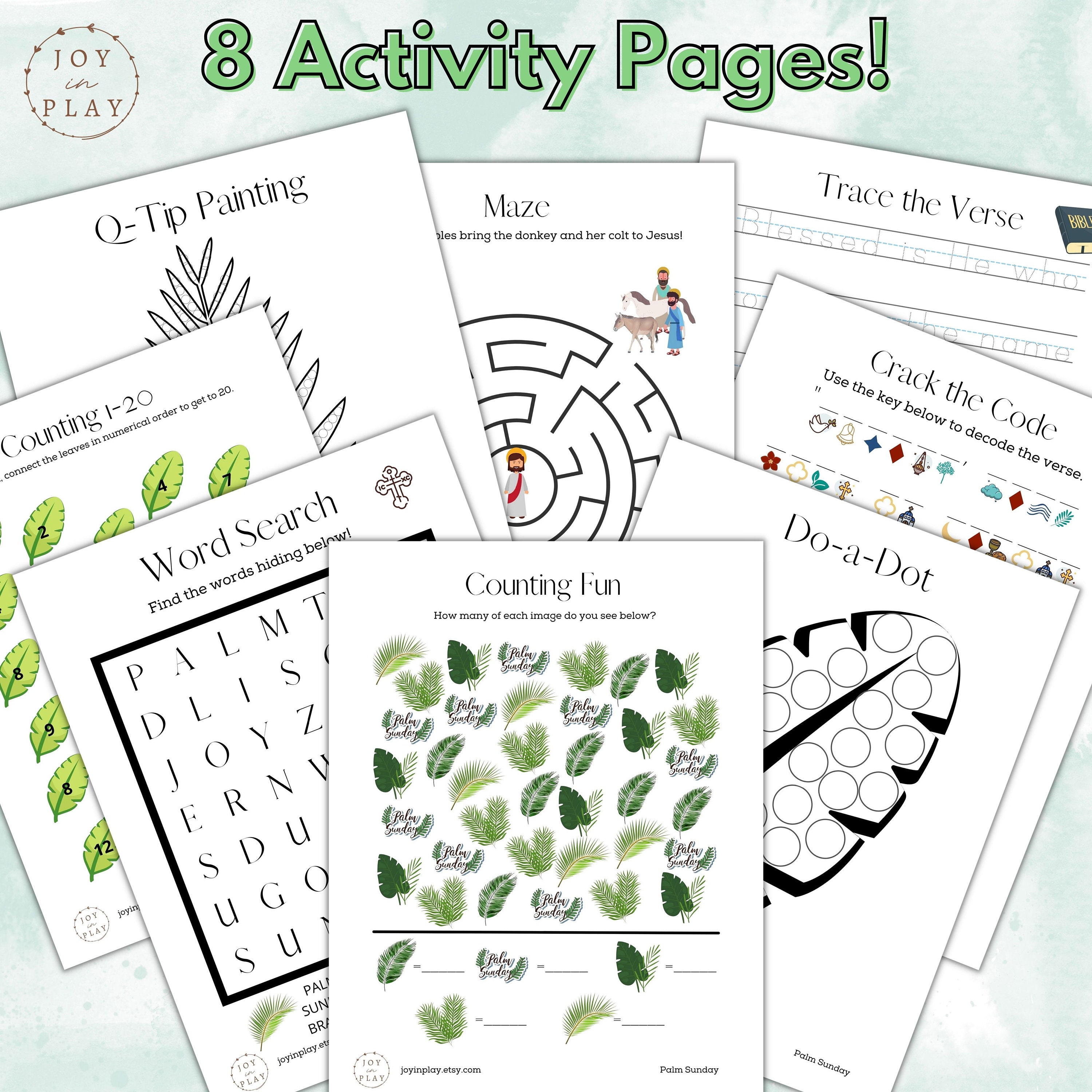 Palm Sunday Printable Activity Pack, Easter, Christian, Bible Lesson ...