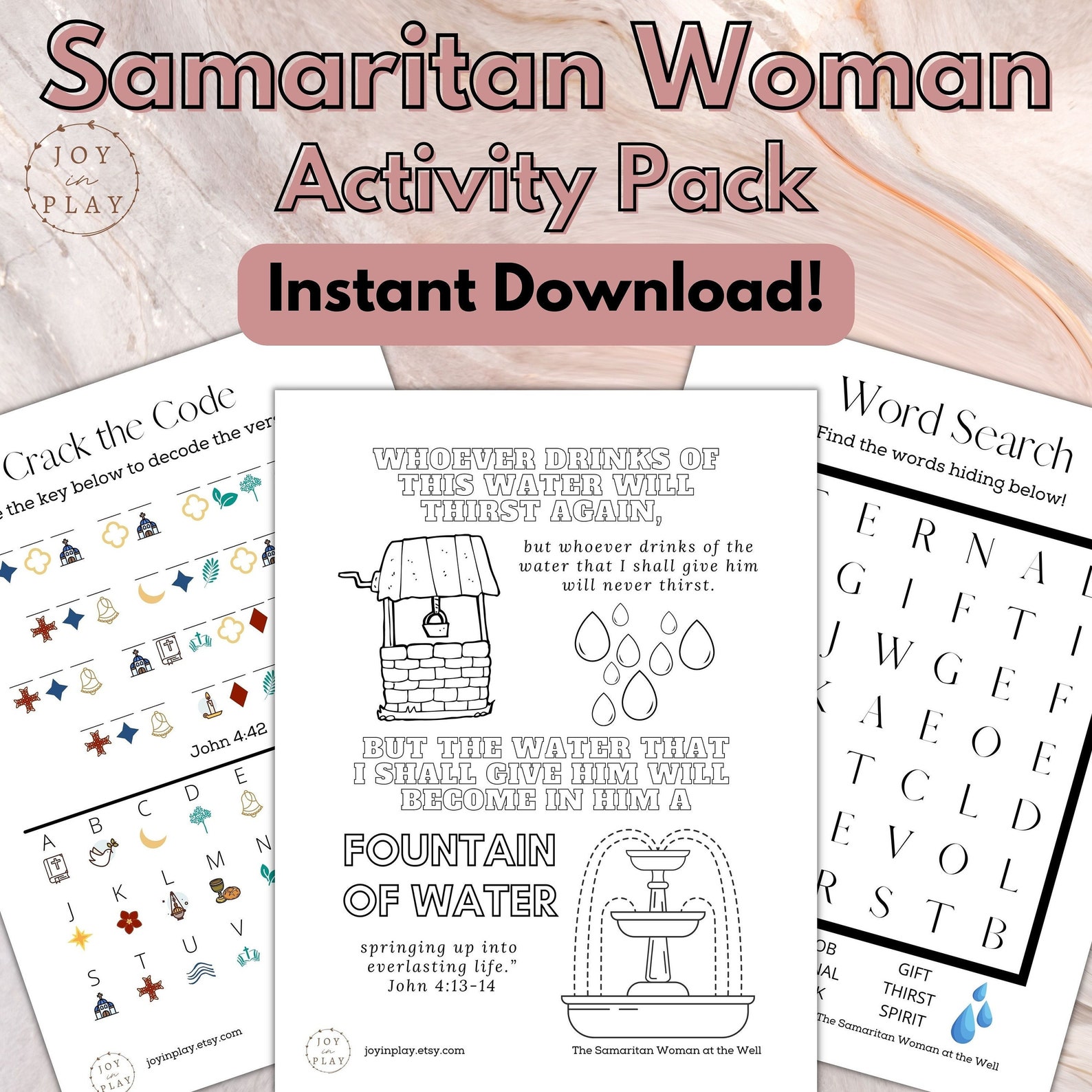 Samaritan Woman at the Well Printable Activity Pack, Christian, Bible ...