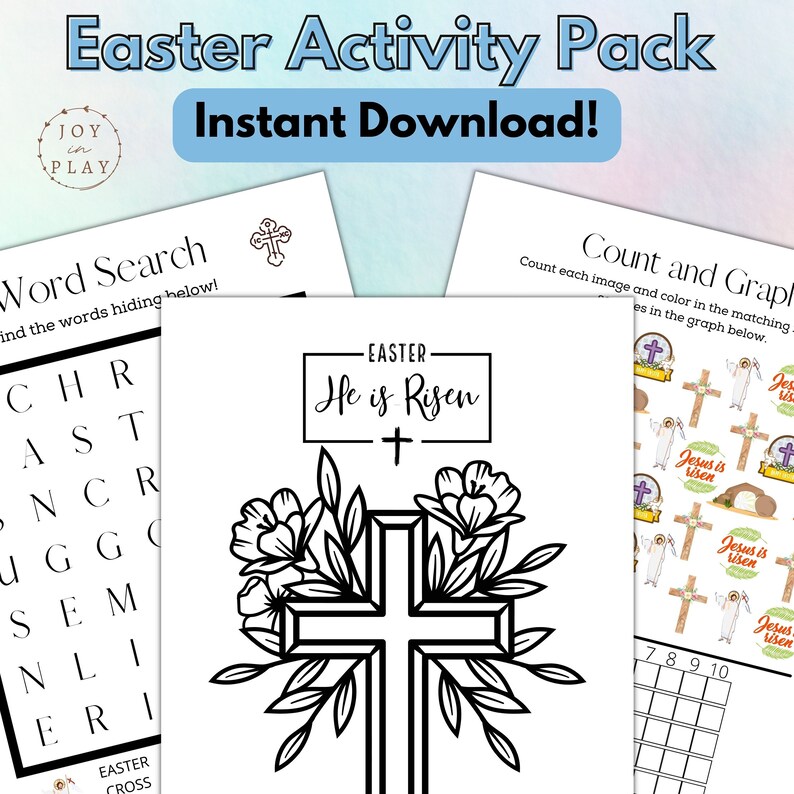 Easter Sunday Printable Activity Pack, Feast of Resurrection, Christian ...