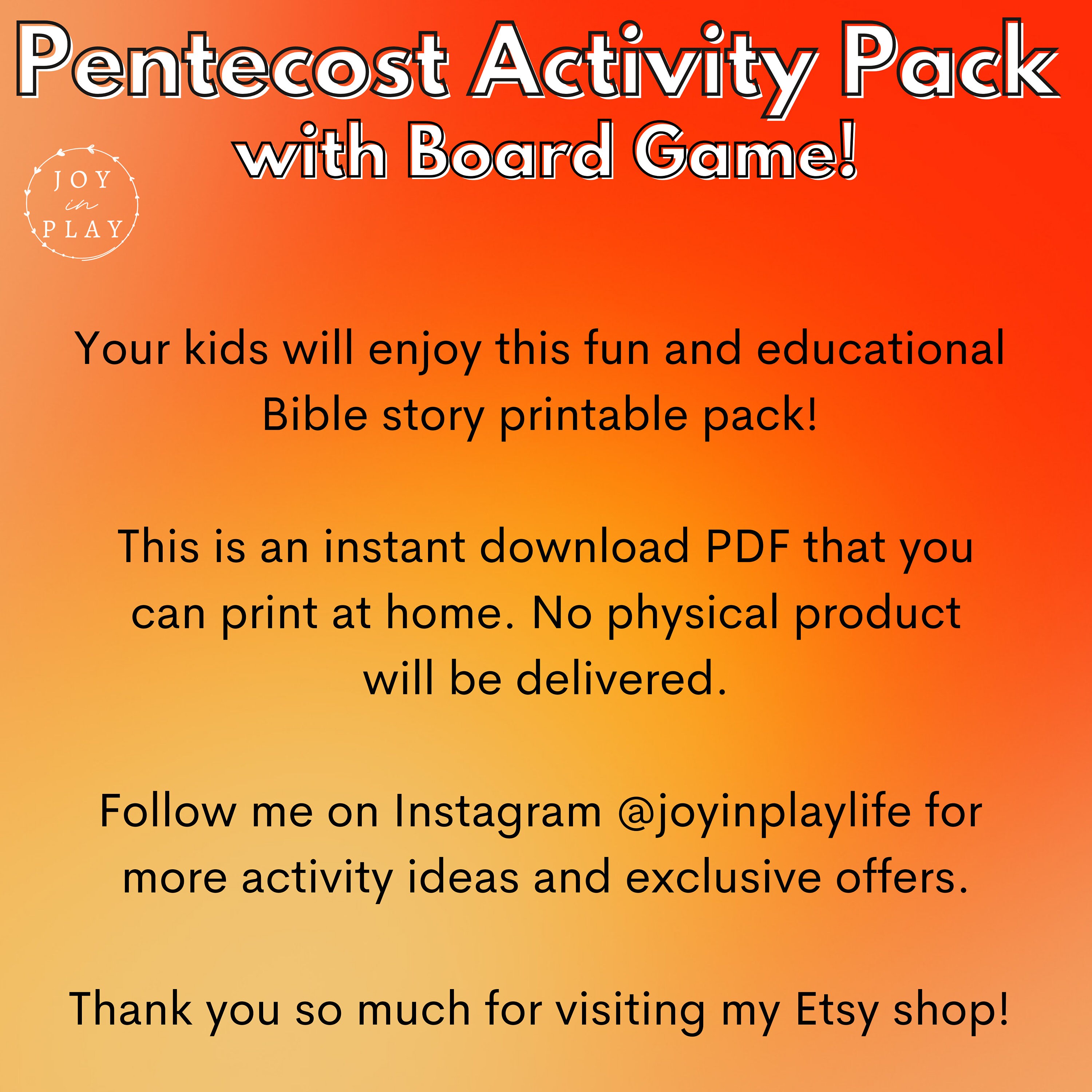 Pentecost Printable Activity Pack Christian Bible Lesson - Etsy