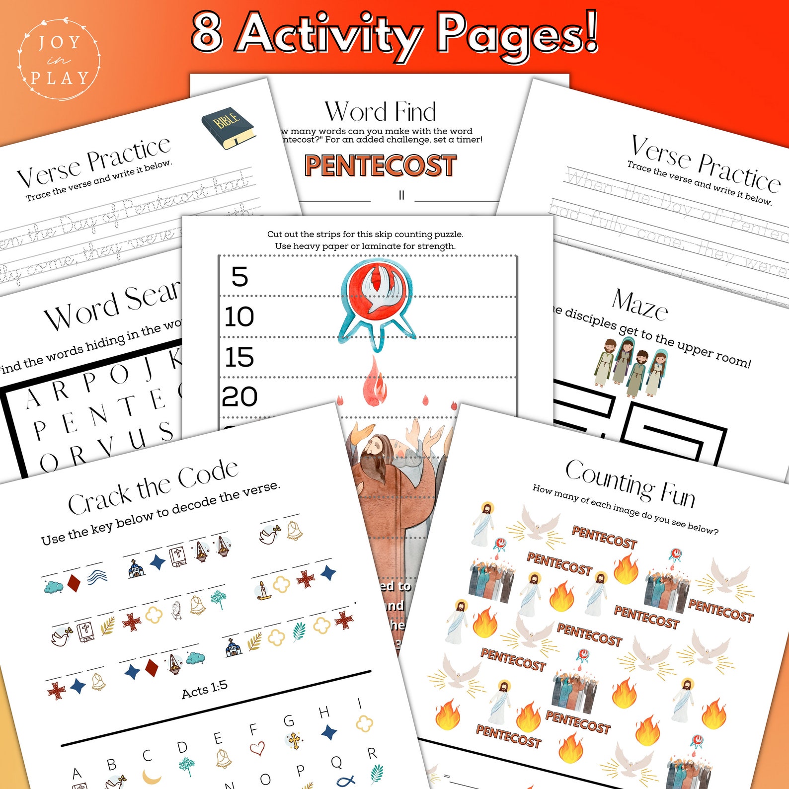 Pentecost Printable Activity Pack Christian Bible Lesson | Etsy