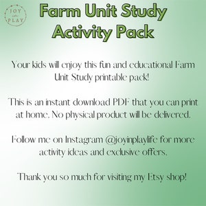 The Farm That Feeds Us Book Unit Study, Activity Printable Pack ...