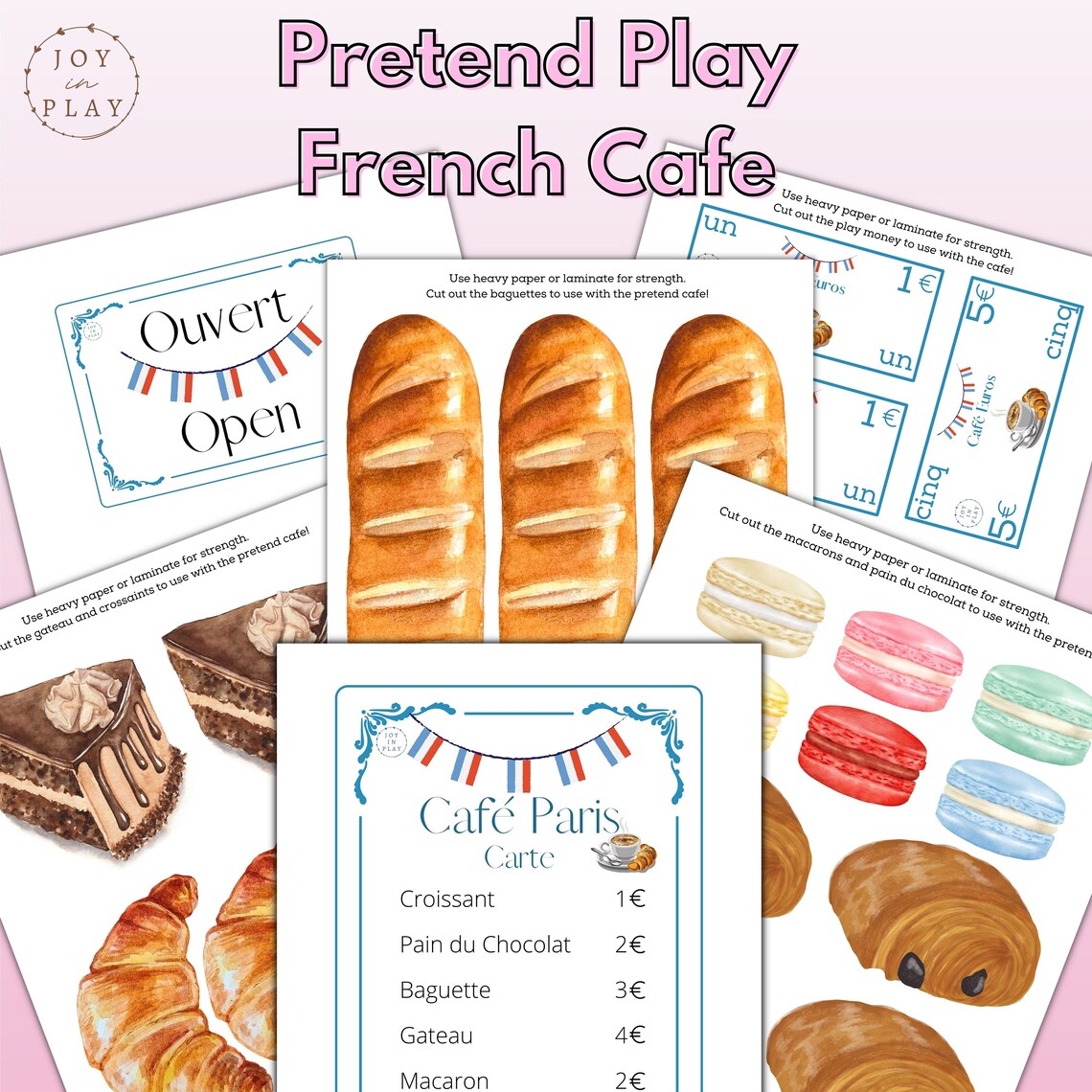 Paris Unit Study Printable Activity Pack, France, Pretend Play, Cafe ...