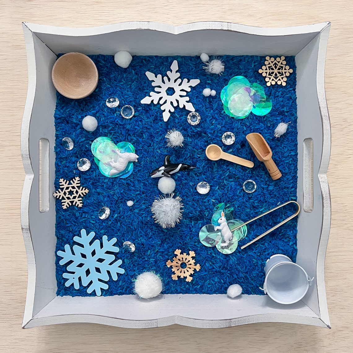 Arctic Animals Sensory Bin Kit Blue Colored Filler - Etsy