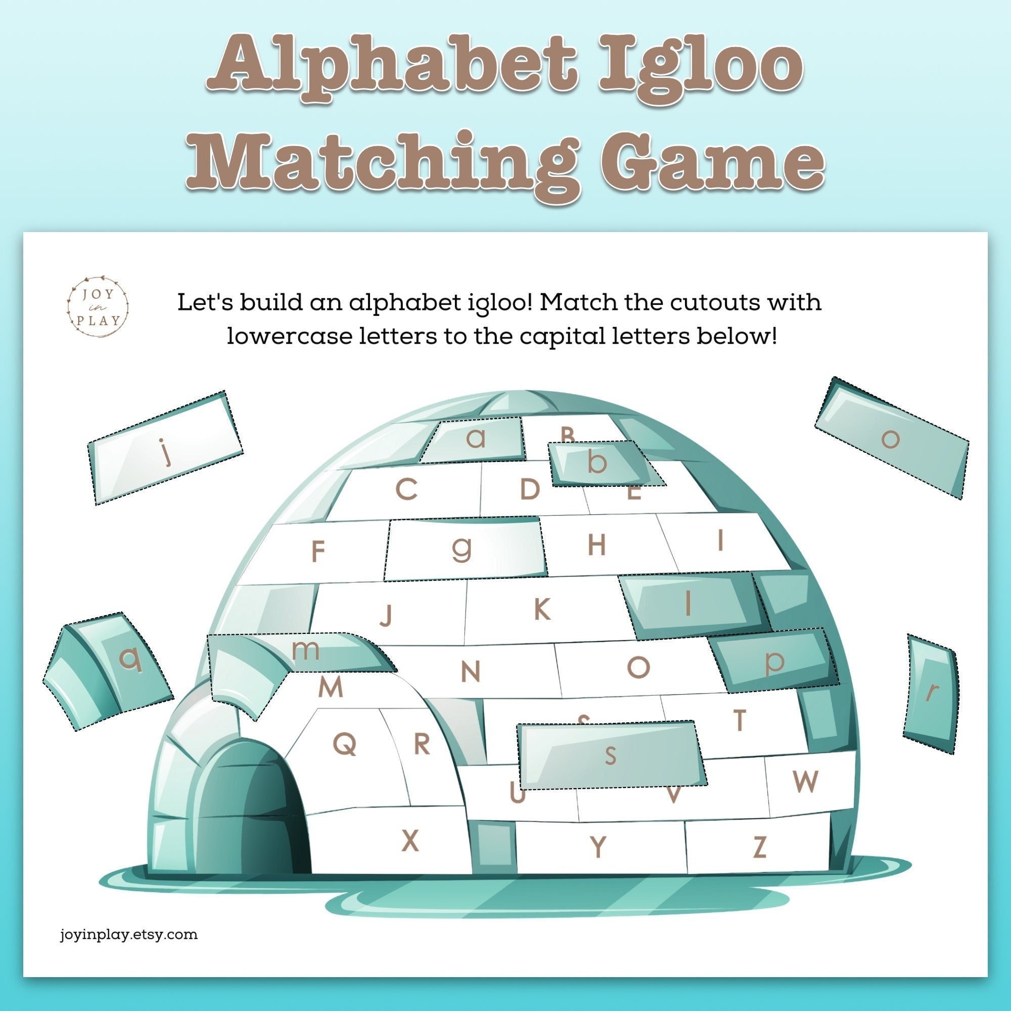 Alphabet Igloo Letter Matching Game Printable, Arctic Learning ...