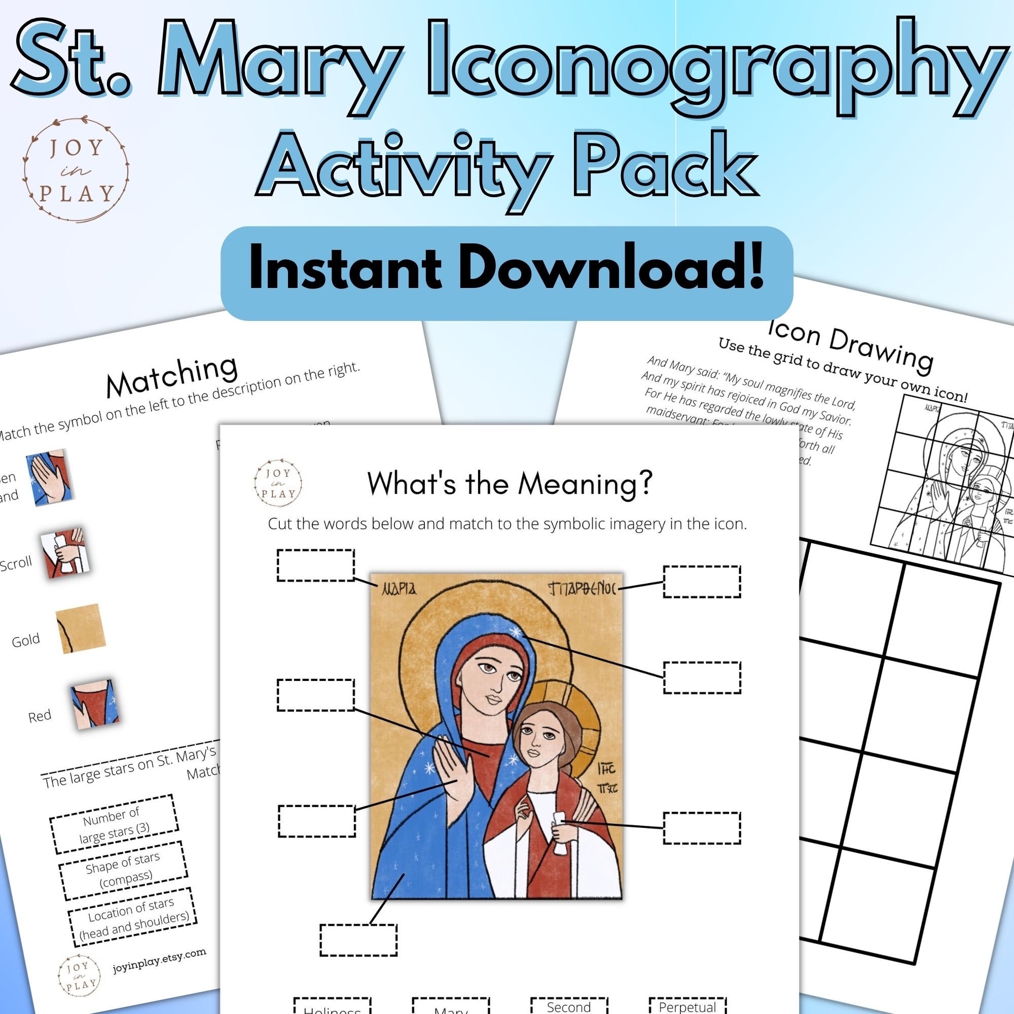 Holy Theotokos St. Mary Iconography Study, Orthodox Printable Activity ...