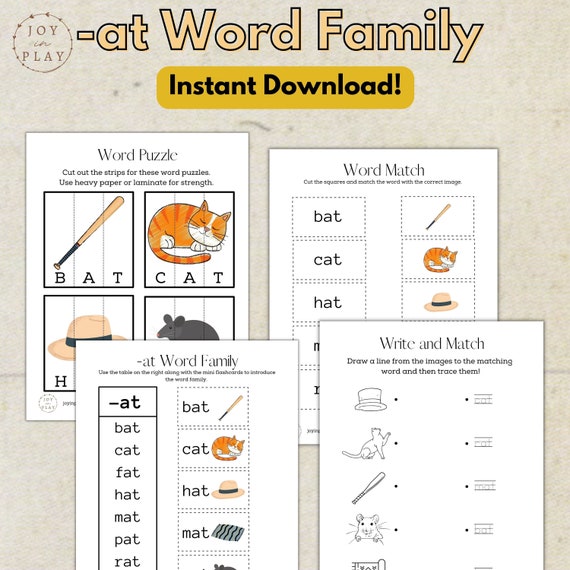 Word Family at Printable Activity Pack at Words Learning - Etsy