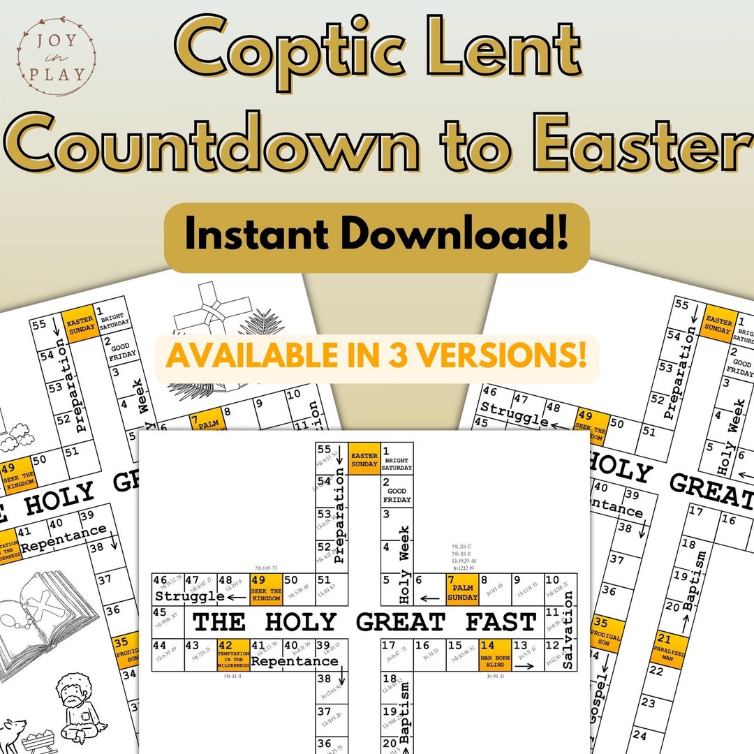 Coptic Orthodox Easter Lent Calendar Countdown, Christian, Holy Great ...