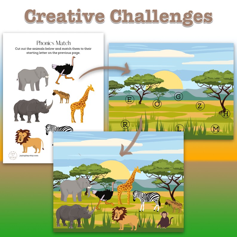 African Animals Activity Printable Pack, Busy Book, Montessori, Reading ...
