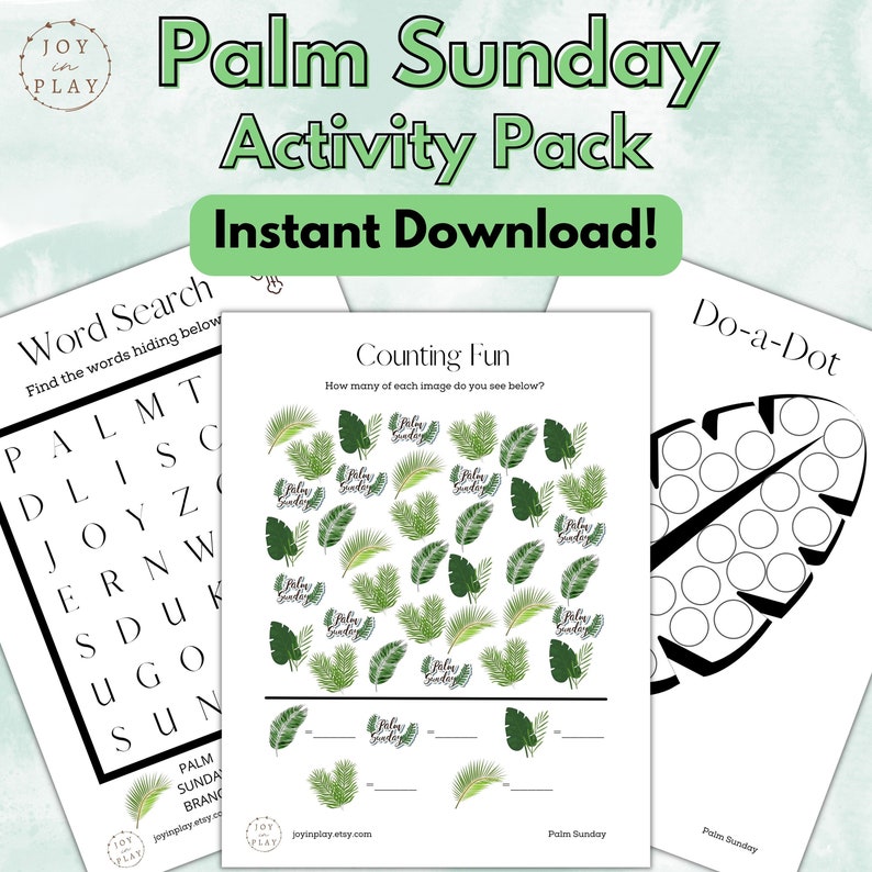 Palm Sunday Printable Activity Pack, Easter, Christian, Bible Lesson ...