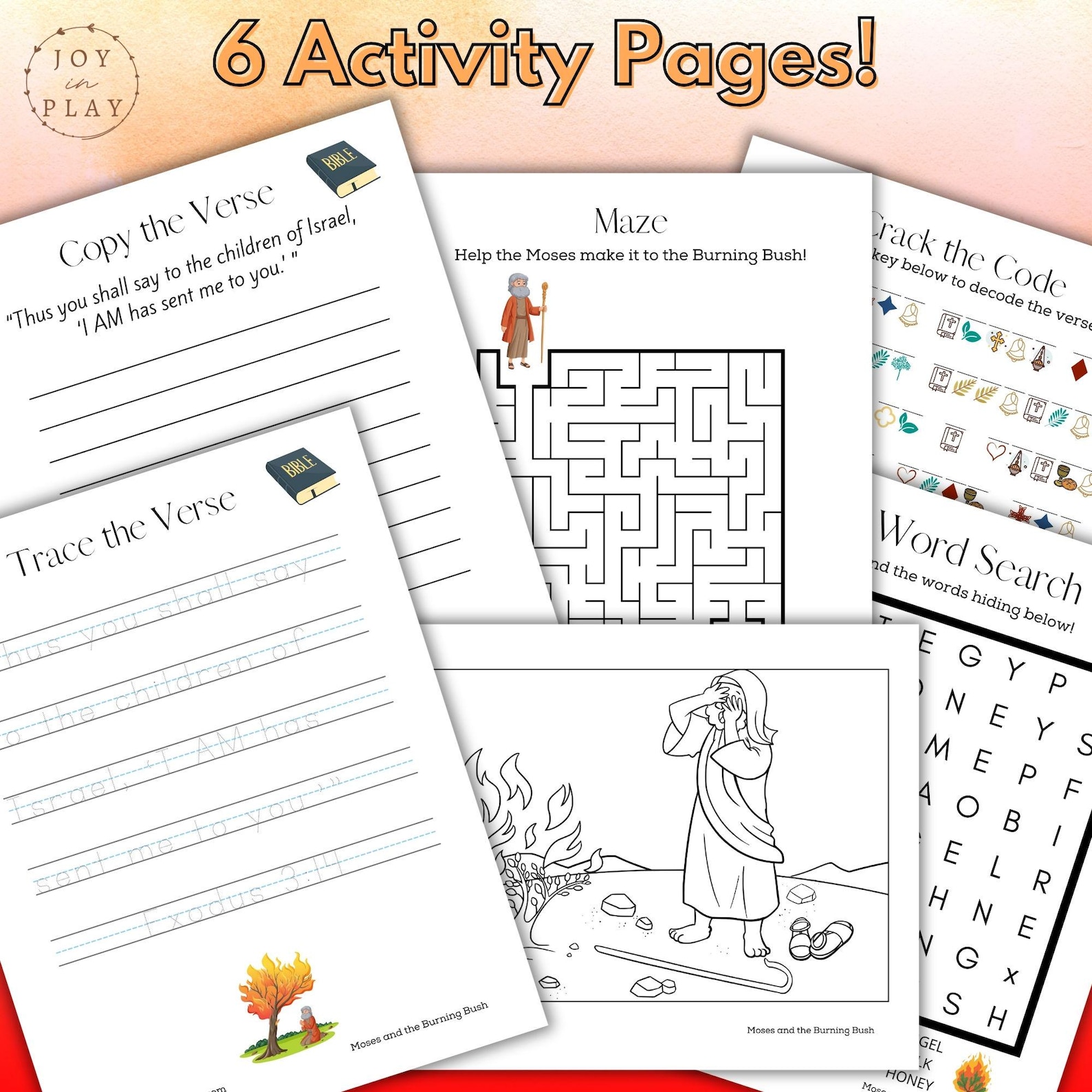 Moses and the Burning Bush Printable Activity Pack, Bible Lesson ...
