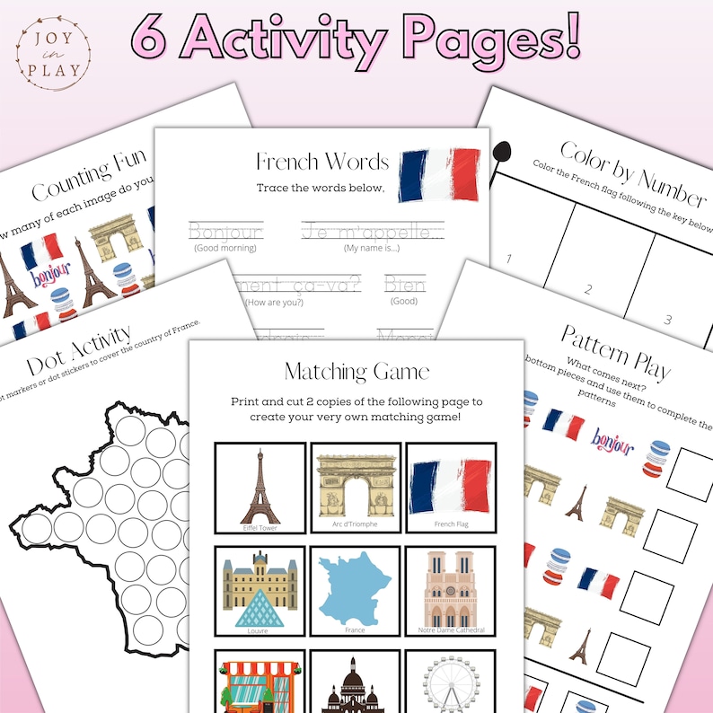 Paris Unit Study Printable Activity Pack, France, Pretend Play, Cafe ...