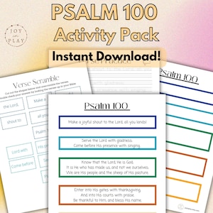 Psalm 100 Bible Study, Christian Printable Activity Pack, Thanksgiving ...