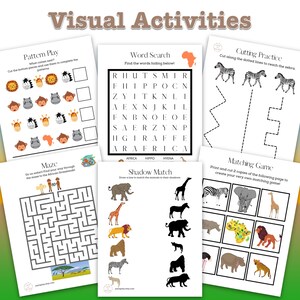 African Animals Activity Printable Pack, Busy Book, Montessori, Reading ...