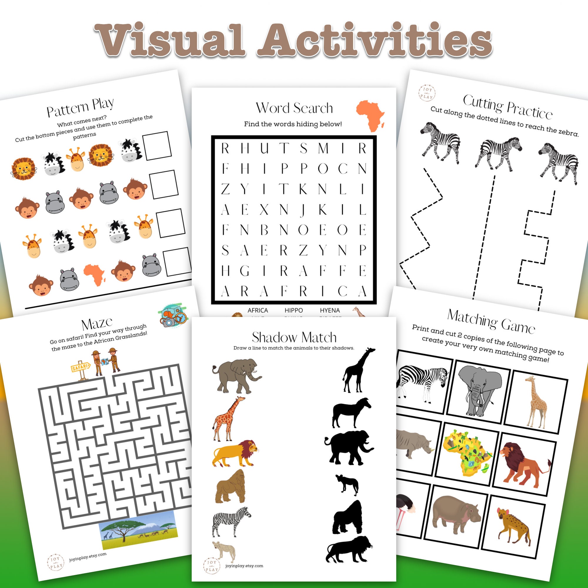 African Animals Activity Printable Pack, Busy Book, Montessori, Reading ...