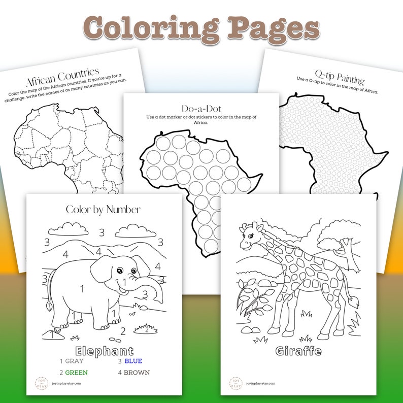 African Animals Activity Printable Pack, Busy Book, Montessori, Reading ...