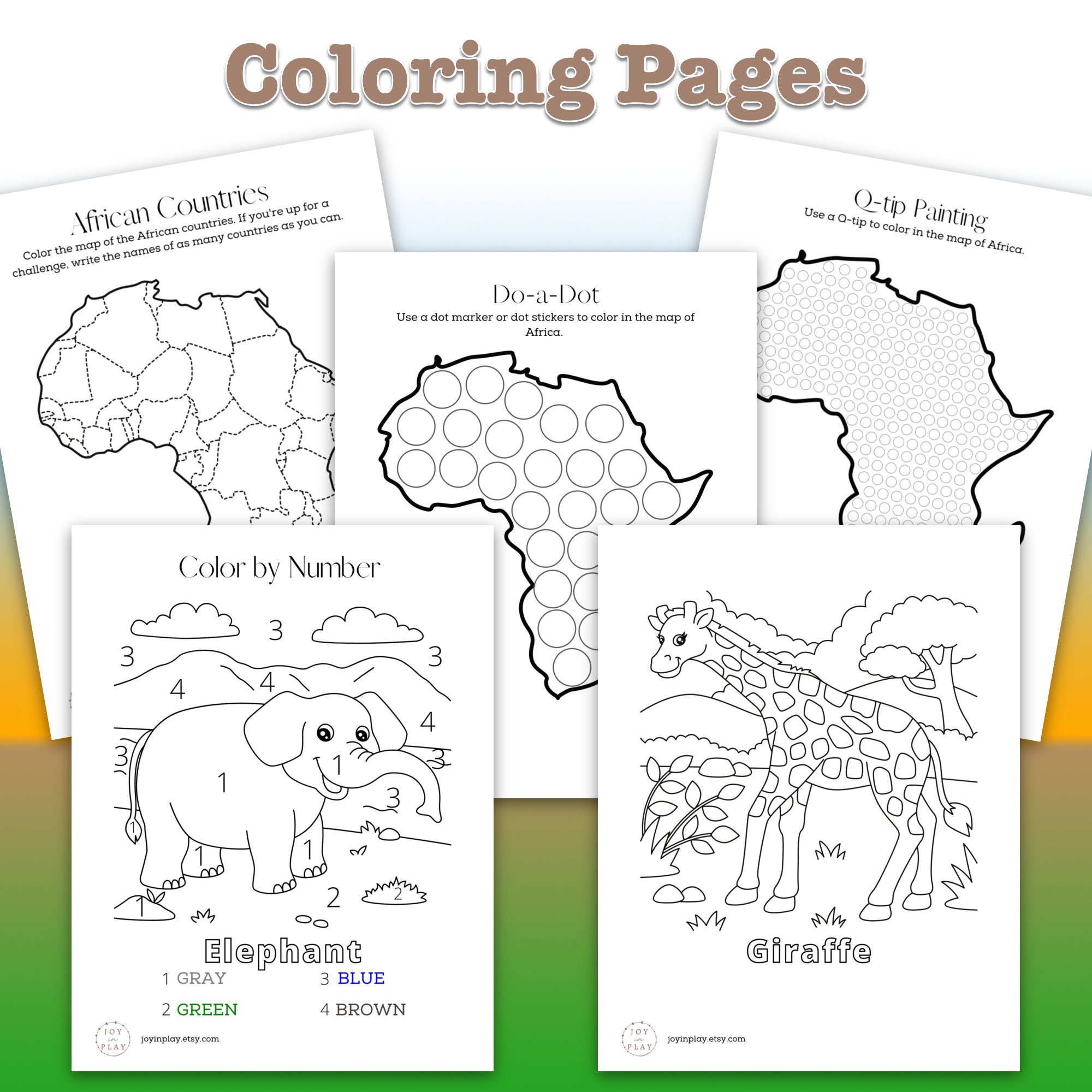 African Animals Activity Printable Pack, Busy Book, Montessori, Reading ...