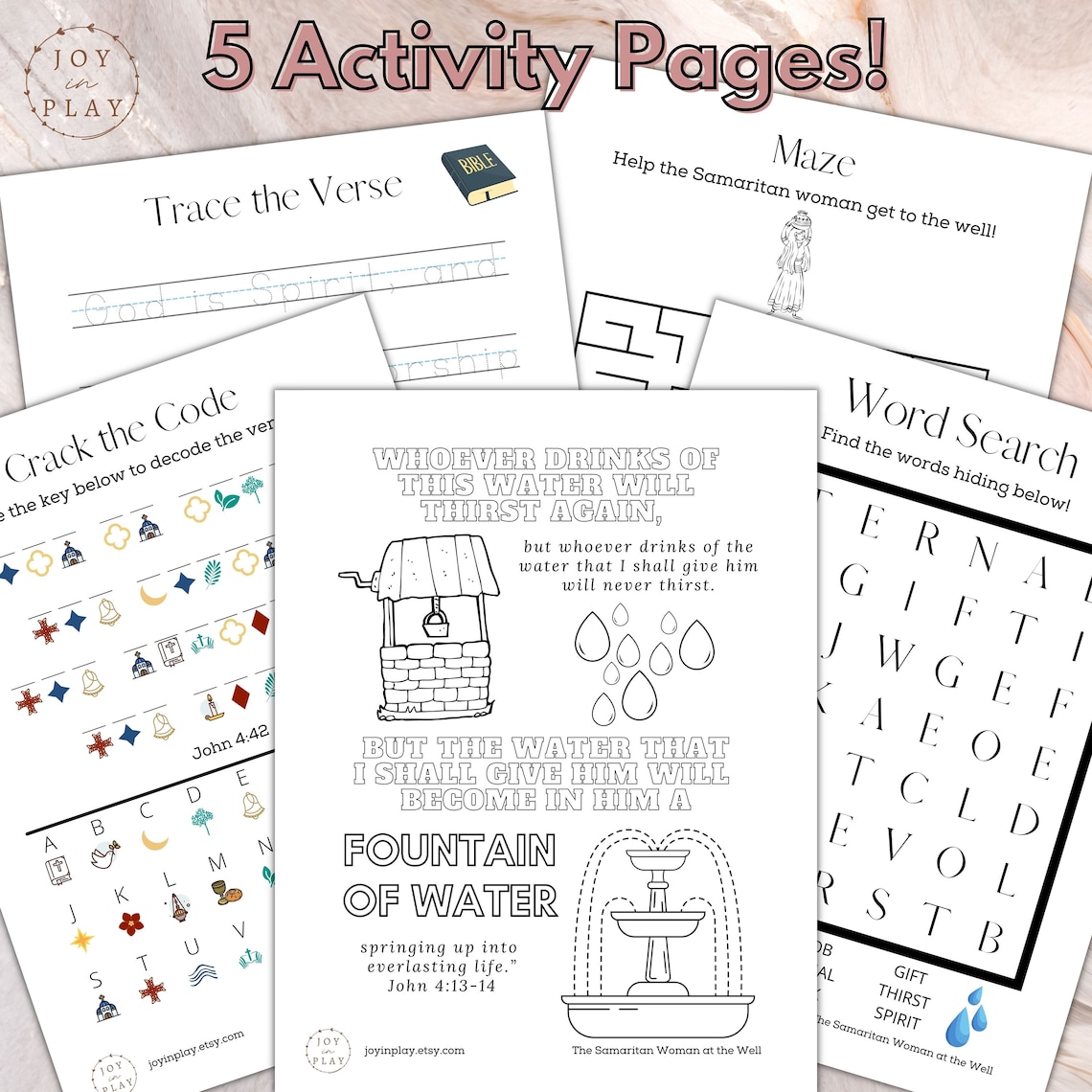 Samaritan Woman at the Well Printable Activity Pack, Christian, Bible ...