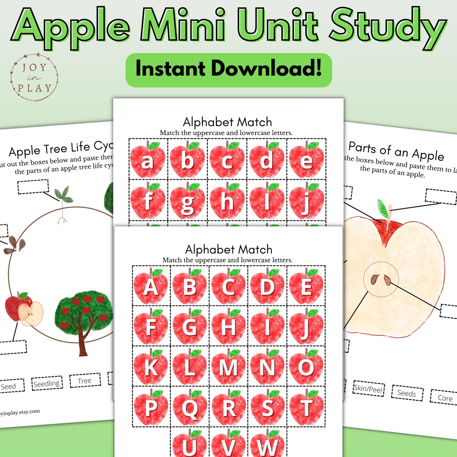 Apple Mini Unit Study Printable Activity Pack, Fall, Orchard, Apple ...
