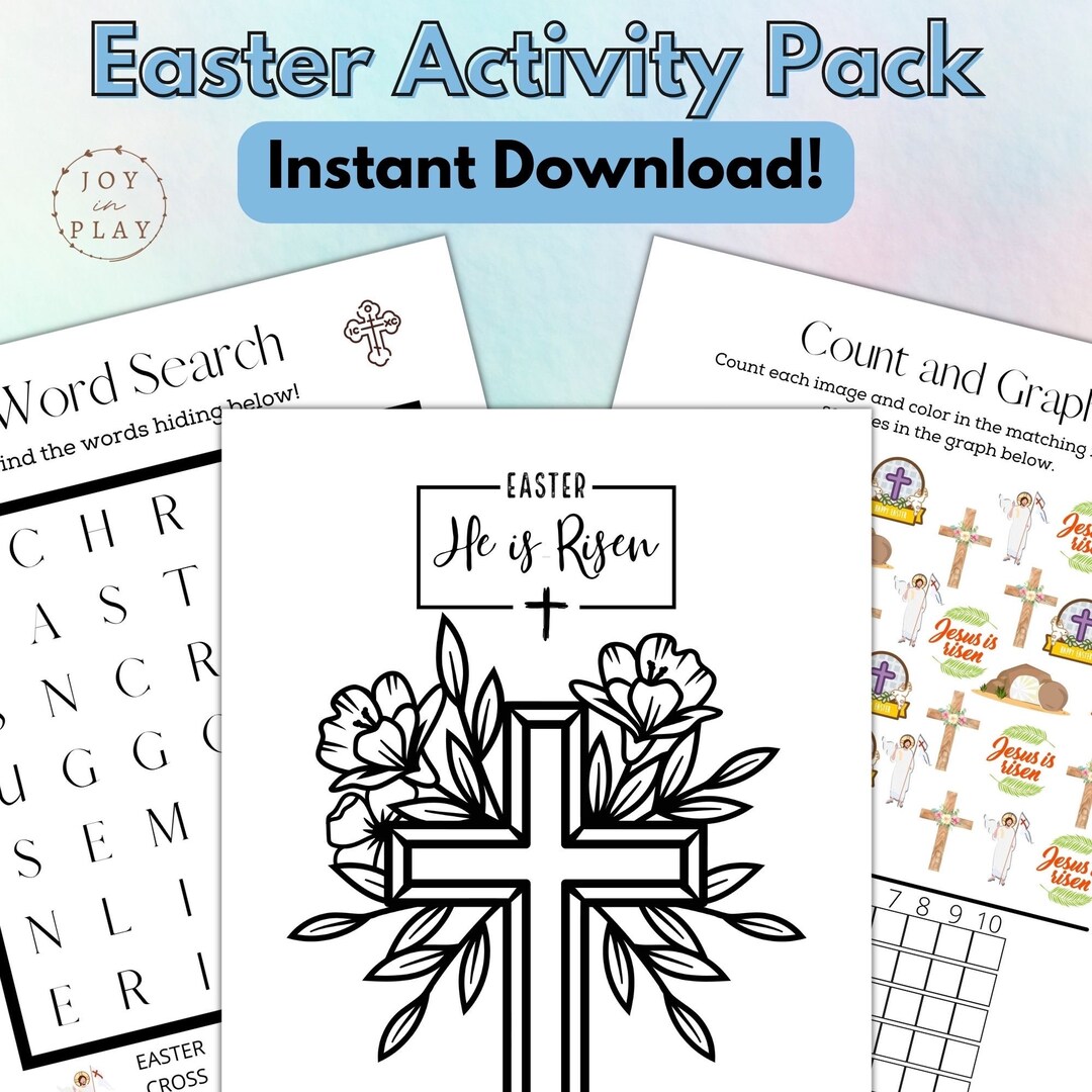 Easter Sunday Printable Activity Pack, Feast of Resurrection, Christian ...