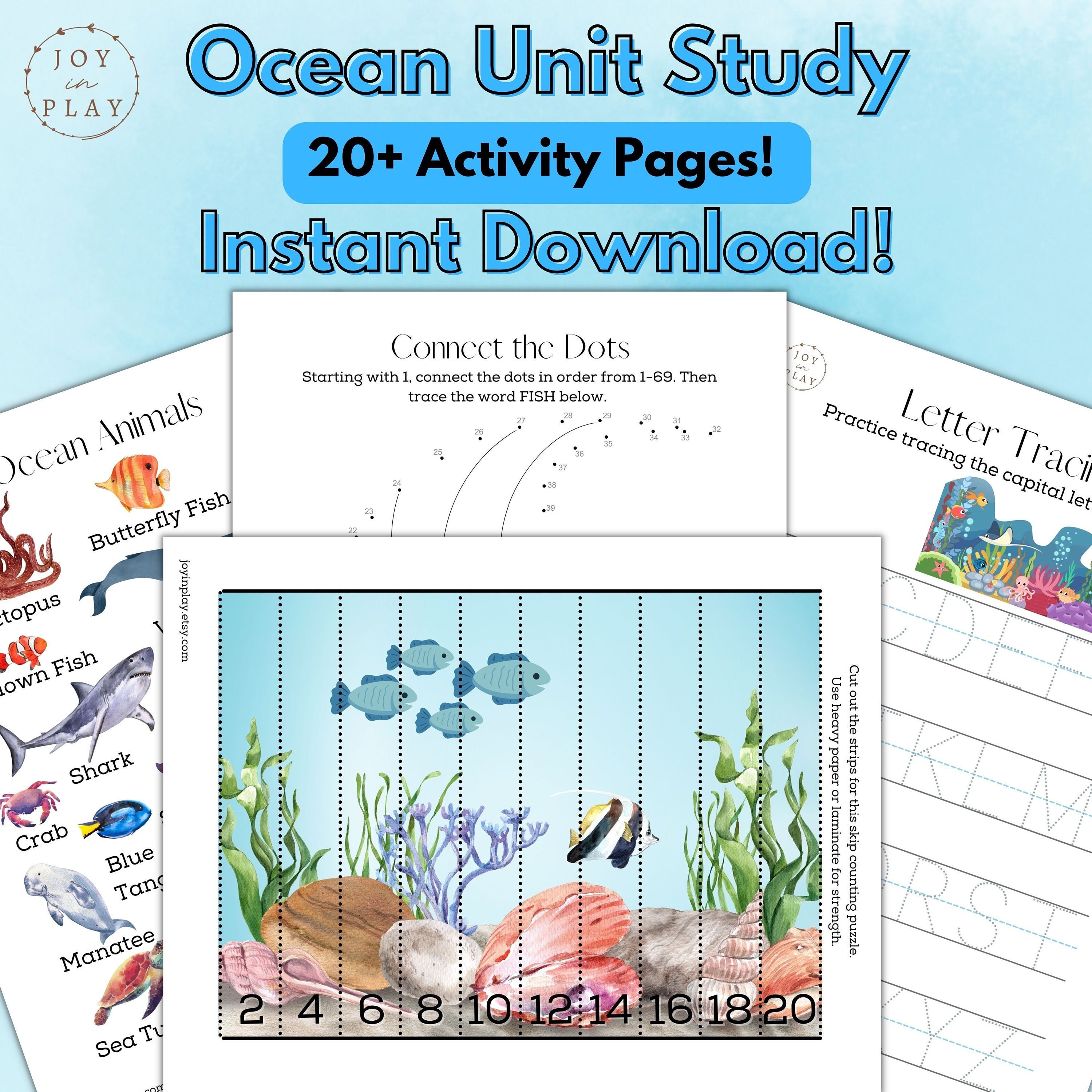 Ocean Unit Study Activity Printable Pack, Busy Book, Montessori ...