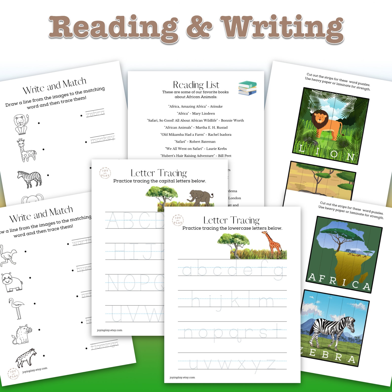 African Animals Activity Printable Pack, Busy Book, Montessori, Reading ...