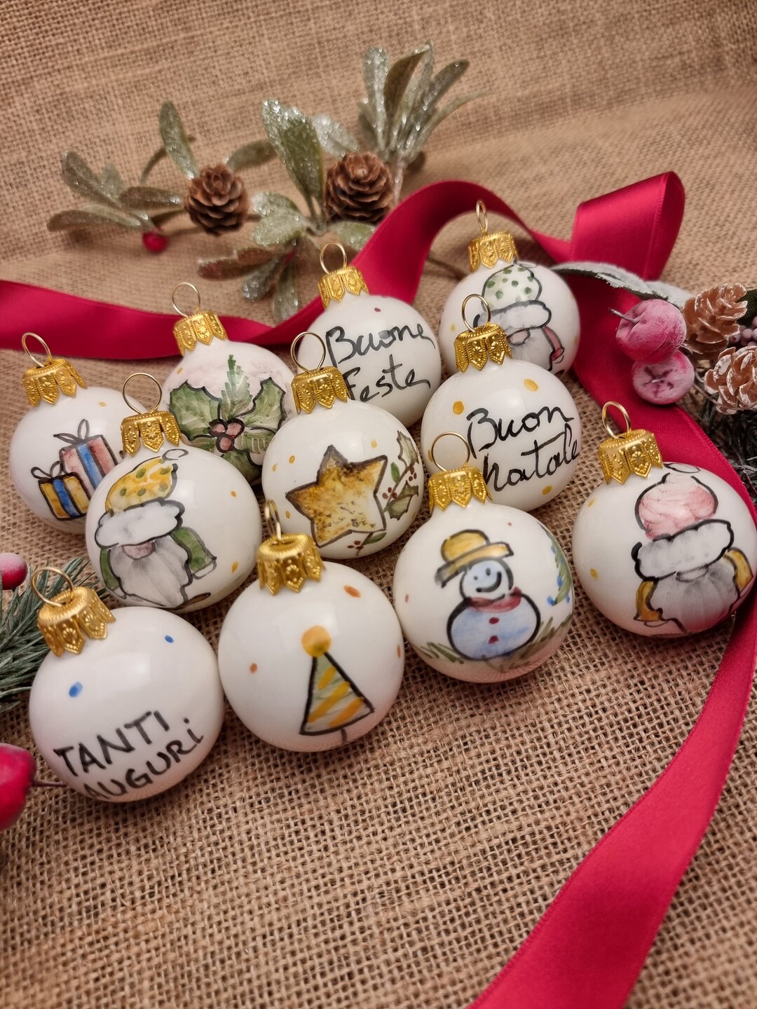 Personalized Ceramic Christmas Ball, Handmade, Unique Piece. Diameter 4 ...