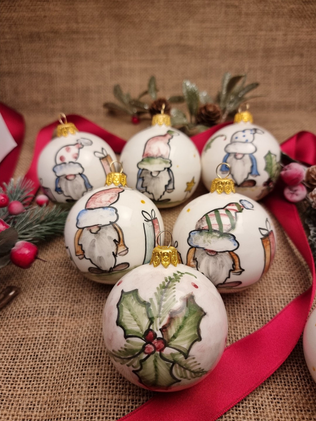 Personalized Ceramic Christmas Ball, Handmade, Unique Piece. Diameter 6 ...