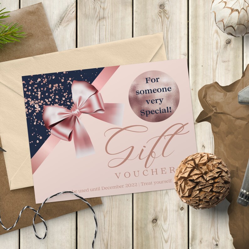 Printable Rose Gold Gift Voucher / Gift Certificate With Champagne ...