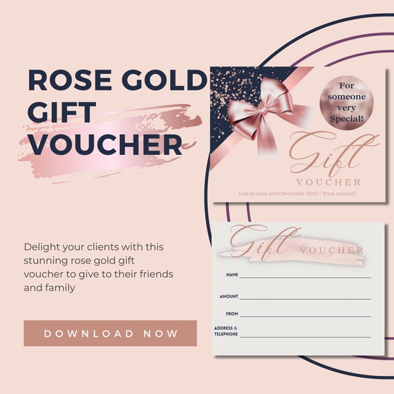 Printable Rose Gold Gift Voucher / Gift Certificate With | Etsy