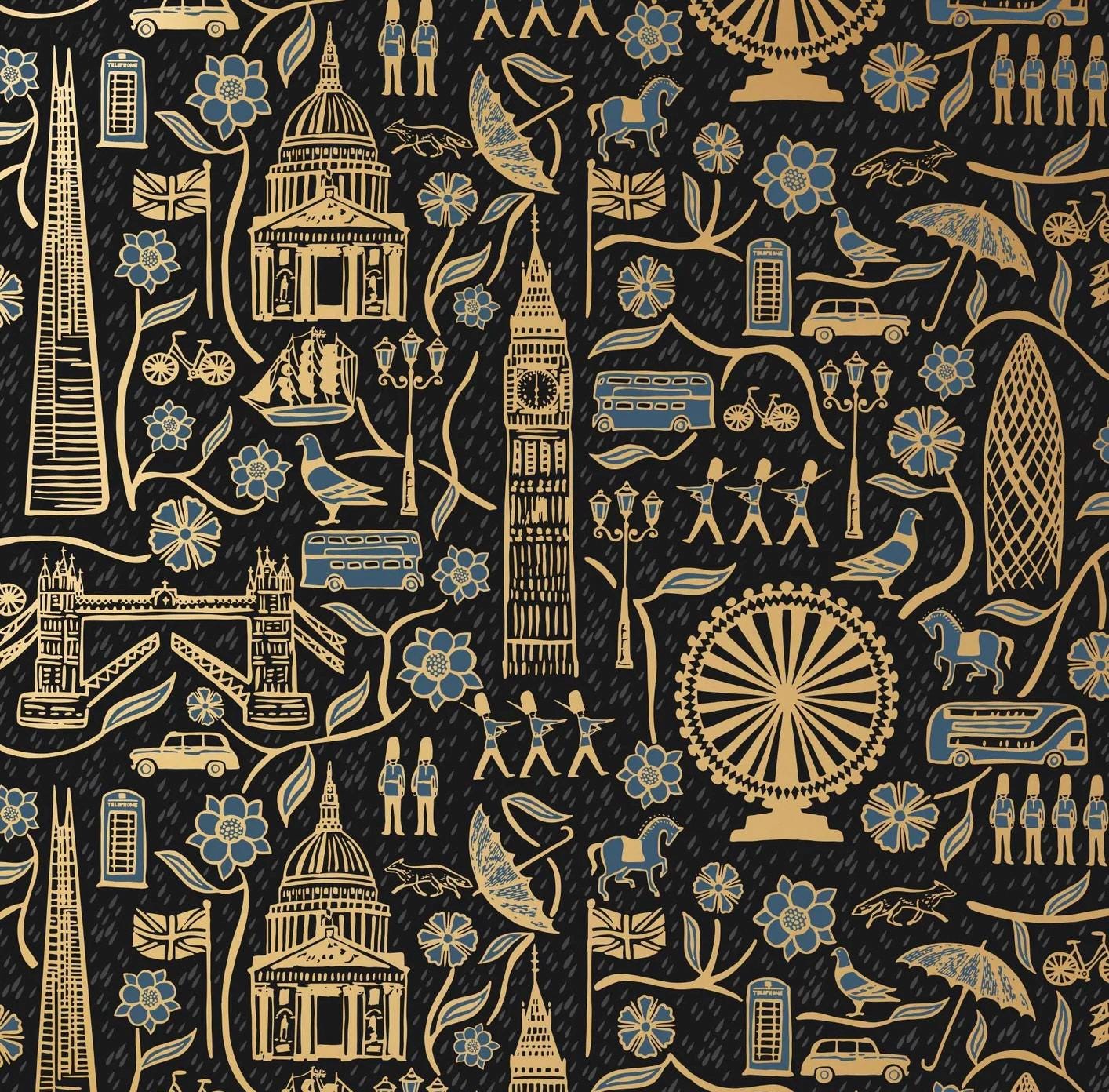 London Calling Wallpaper - Traditional Wallpaper - Etsy