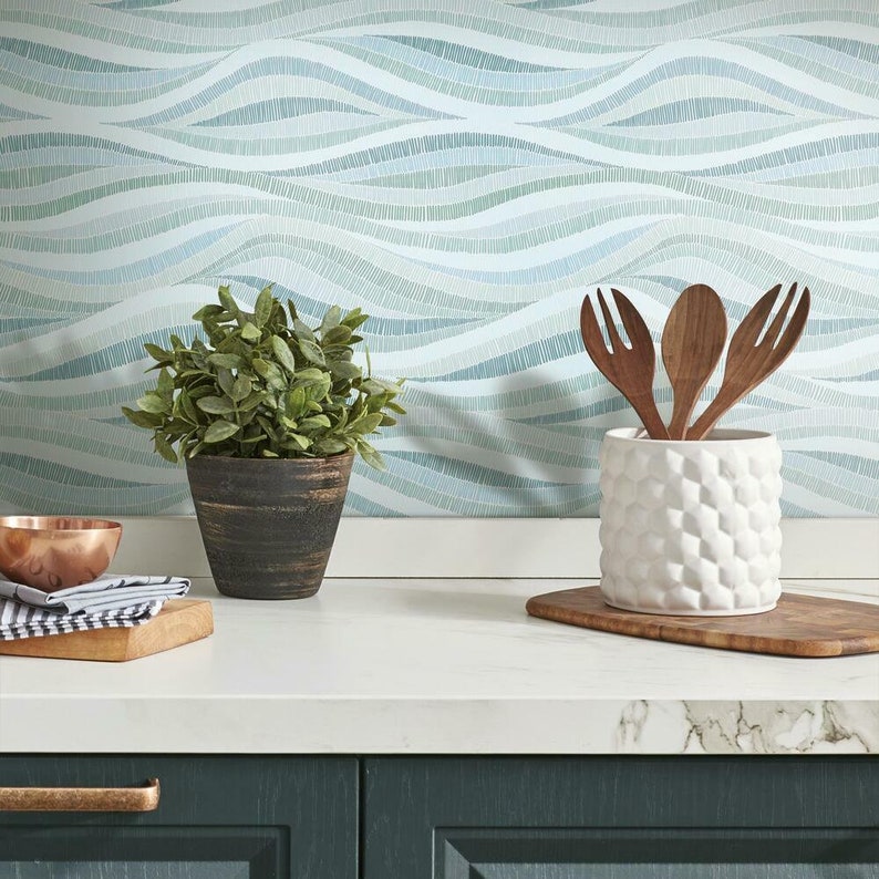 Waves Peel & Stick Wallpaper - Self Adhesive Wallpaper - Etsy