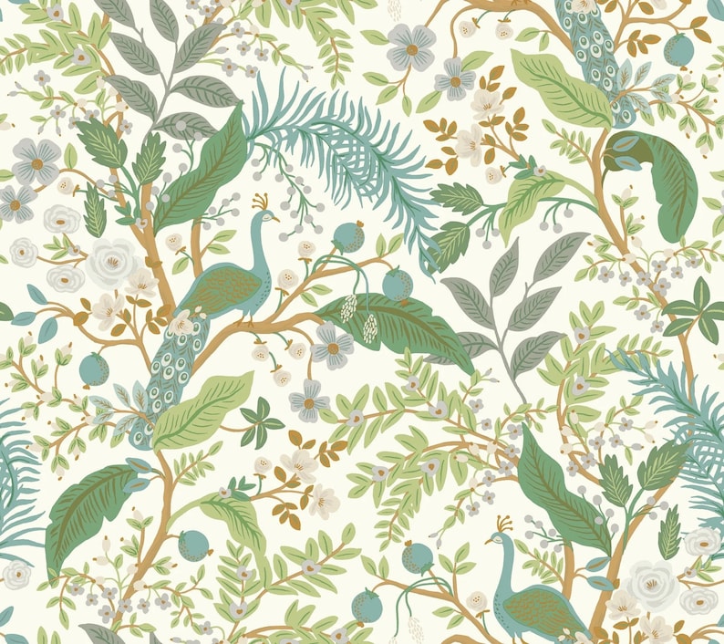 Peacock Garden Peel & Stick Wallpaper - Self Adhesive Wallpaper - Etsy