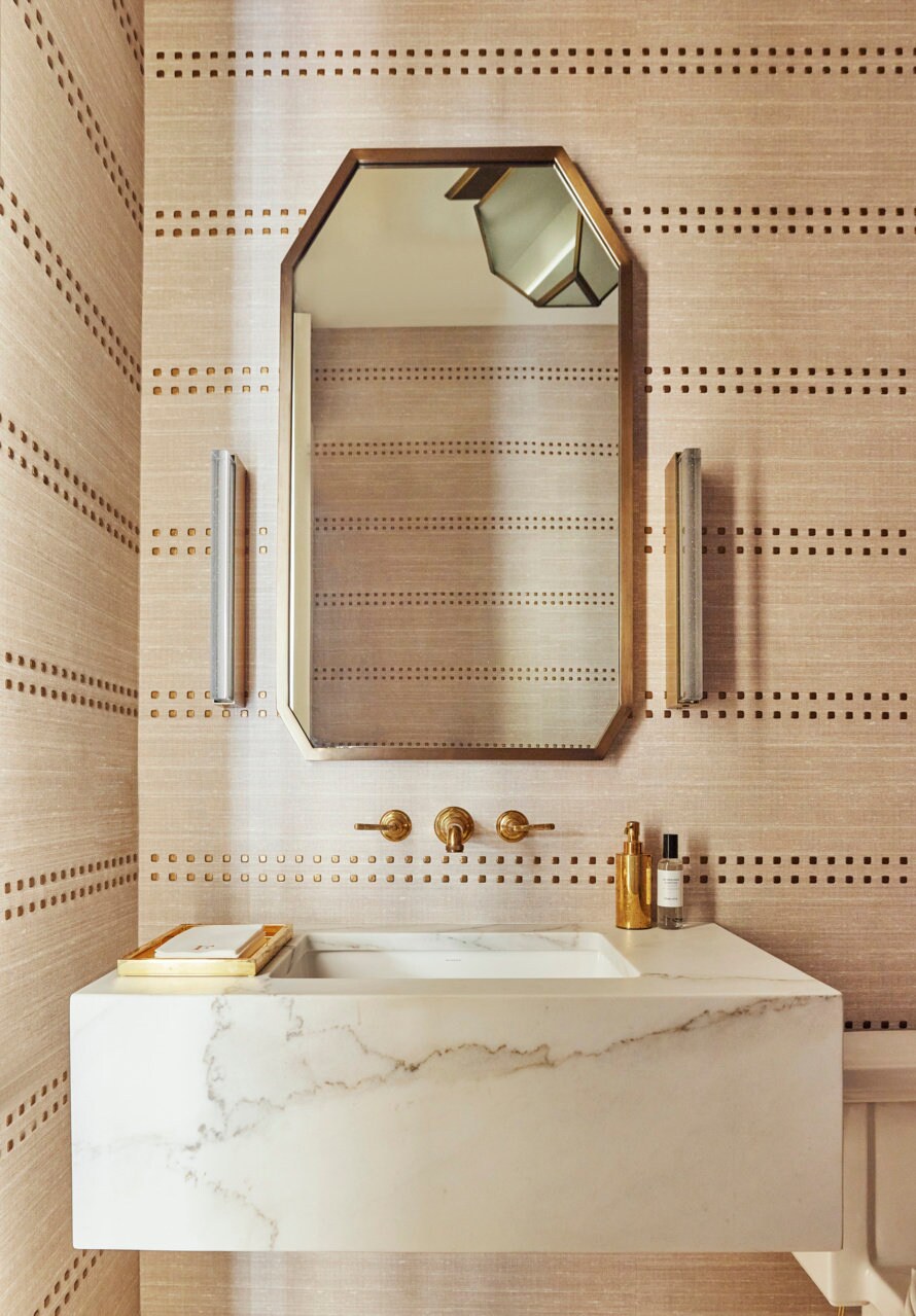 Studded Stripe Grasscloth Wallpaper - Traditional Wallpaper - Etsy