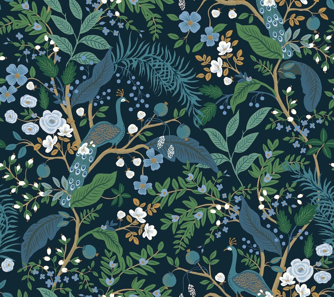 Peacock Garden Peel & Stick Wallpaper - Self Adhesive Wallpaper - Etsy