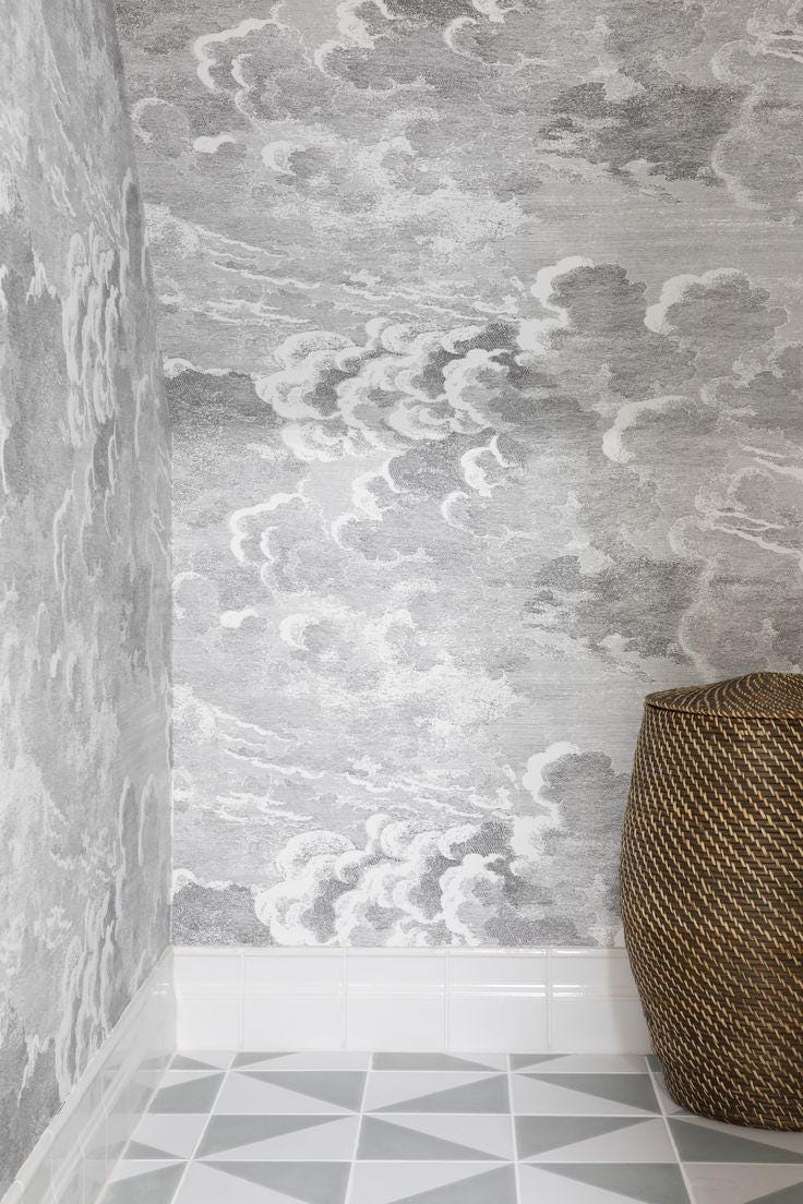 Nuvolette Billowing Clouds Mural Wallpaper Traditional Wallpaper - Etsy