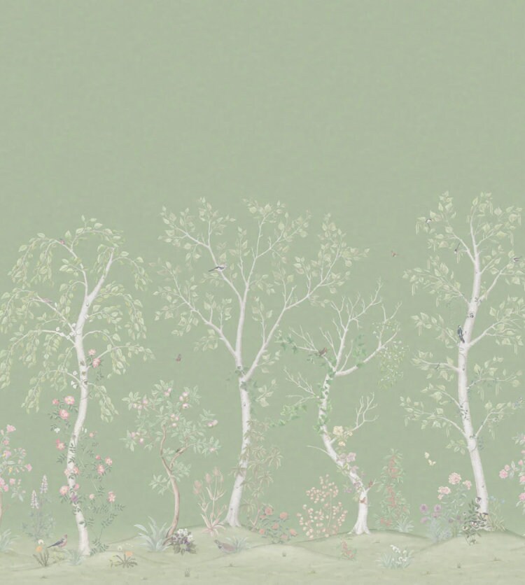 Seasonal Woods Gardens Mural Wallpaper Traditional Wallpaper - Etsy