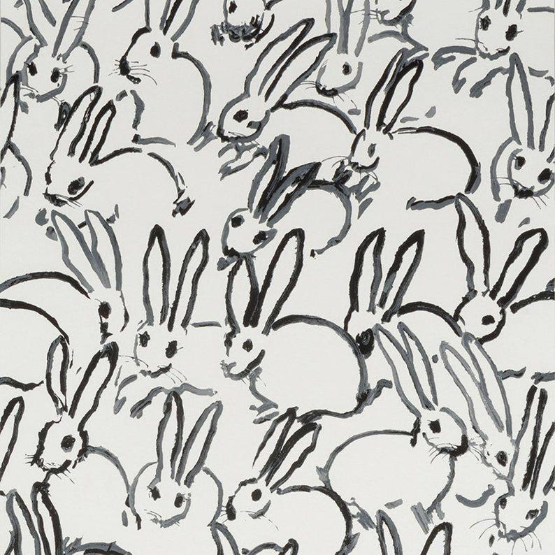 Hutch Illustrated Bunnies Wallpaper - Traditional Wallpaper - Etsy