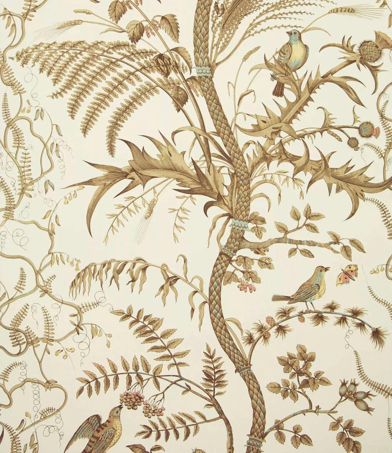 Bird & Thistle Wallpaper - Traditional Wallpaper - Etsy