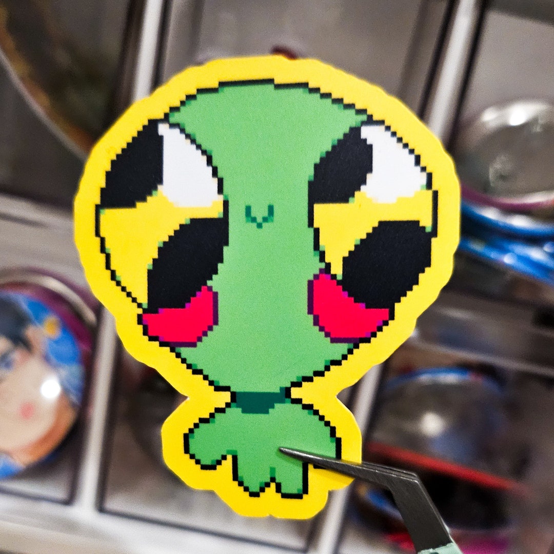Cursed Alien Pixel Sticker // Waterproof/weatherproof Sticker // Laptop ...