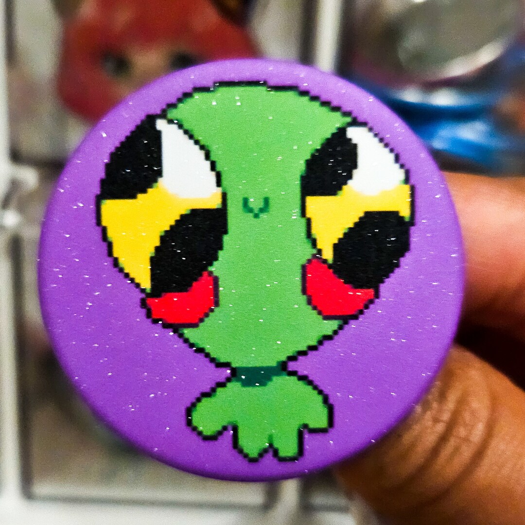 Cursed Alien Round Button Pin // Glitter Button Pin // 1.75in Cute ...