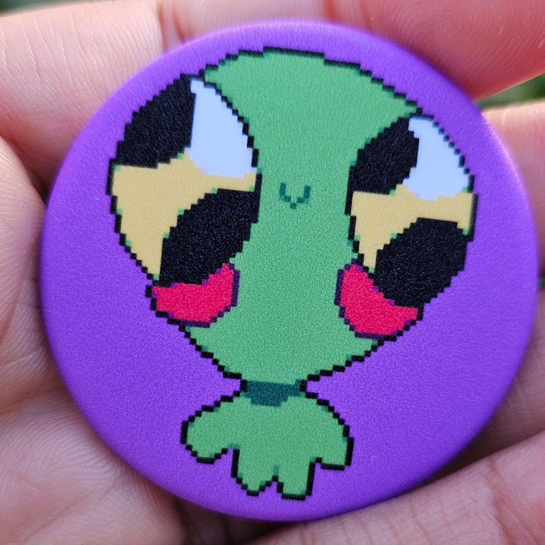 Cursed Alien Round Button Pin // Glitter Button Pin // 1.75in Cute ...