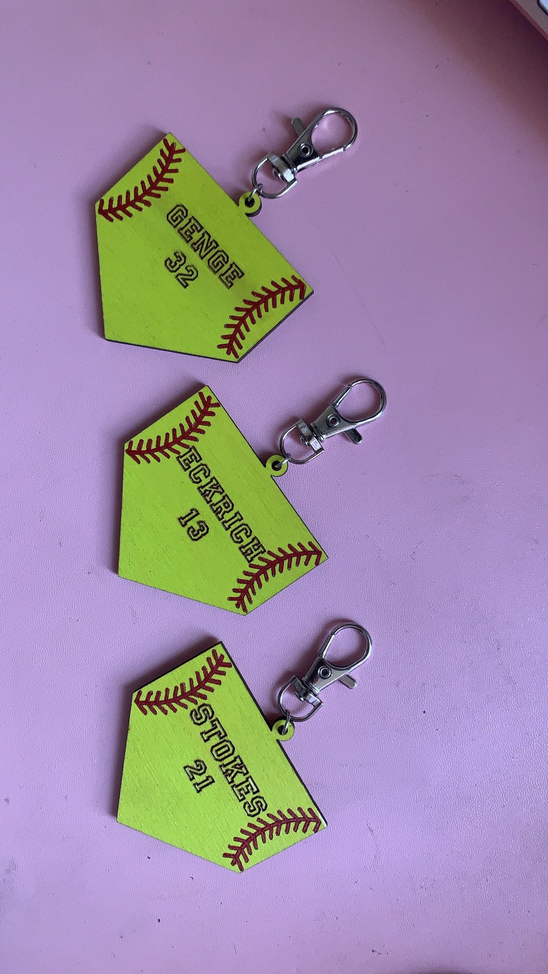 Softball Homeplate Key Chains / Bag Tags / Team Gift - Etsy
