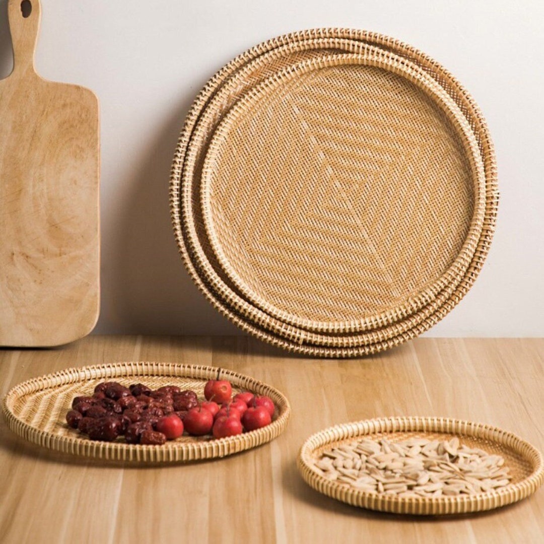 Handwoven Bamboo Colander Plate Sieve Strainer Sifter, Round Weaving ...