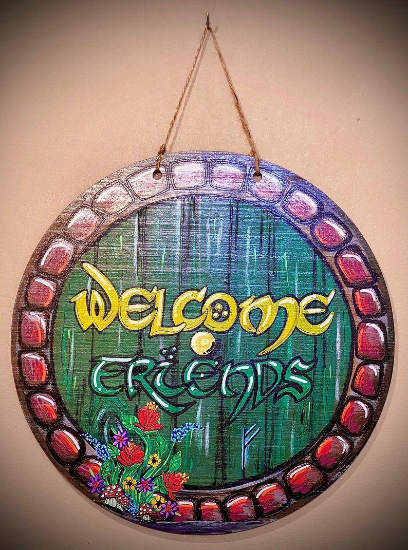 Welcome Friends Hobbit Wood Door Sign, LOTR, Lord of the Rings, the ...