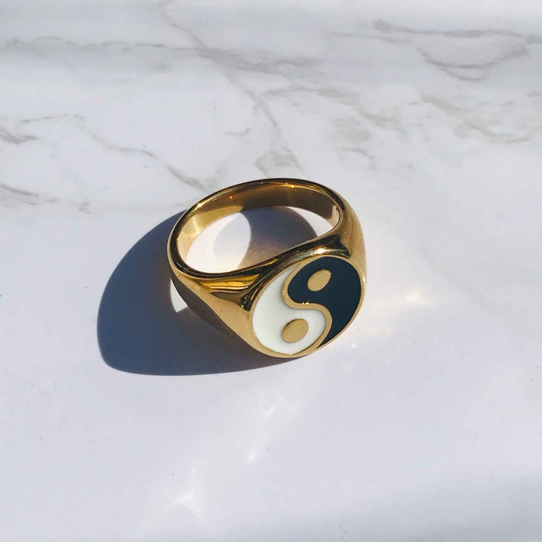 Gold Yin Yang Ring Balance Ring Statement Ring Waterproof Ring Gift ...