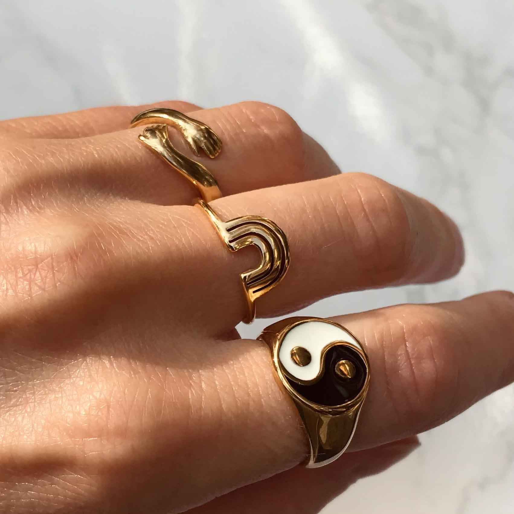 Gold Yin Yang Ring Balance Ring Statement Ring Waterproof Ring Gift ...