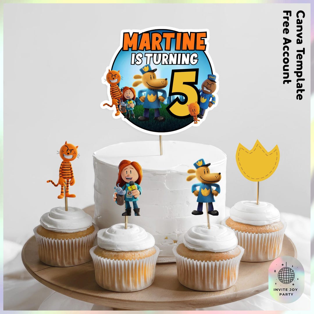 Customizable Dog Man Cake Topper & Cupcake Topper (digital File) - Etsy