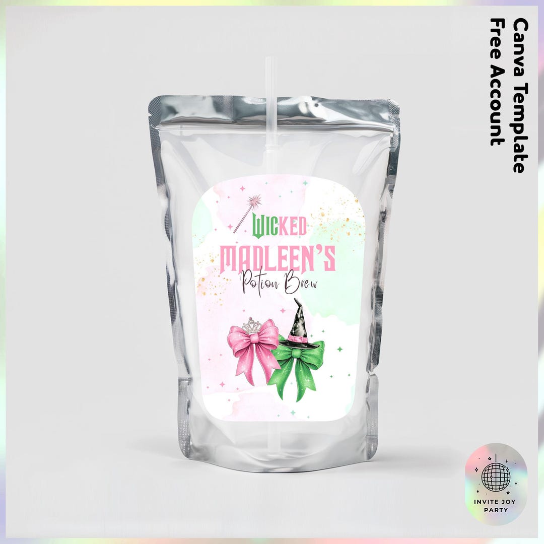 Editable Wicked Birthday Juice Label Template: Customizable Party ...